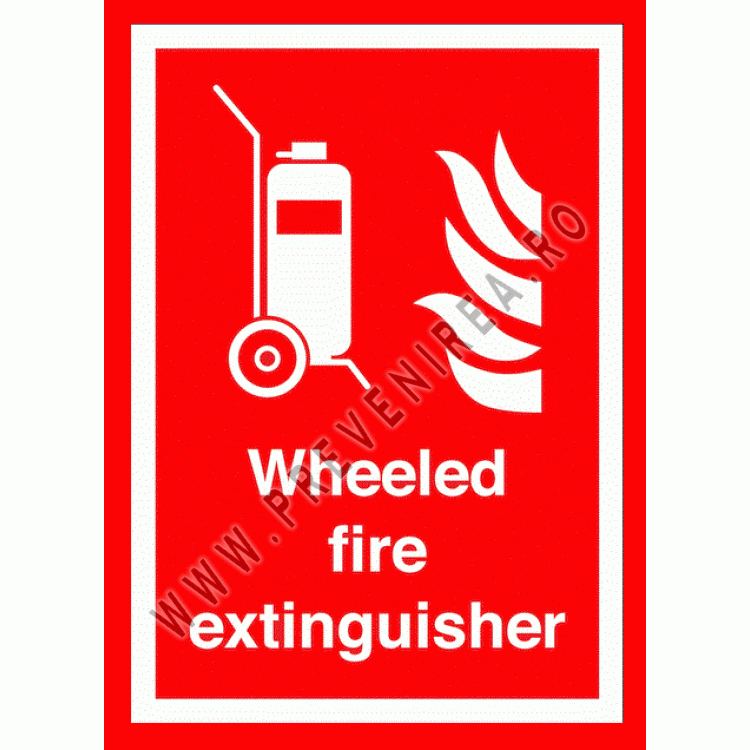 Wheeled fire extinguisher sign