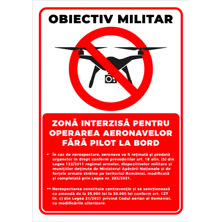 Semn obiectiv militar zone interzise pentru operarea aeronavelor fara ...