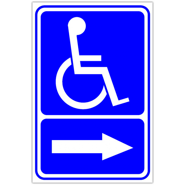indicator cu sageata pentru persoane cu dizabilitati