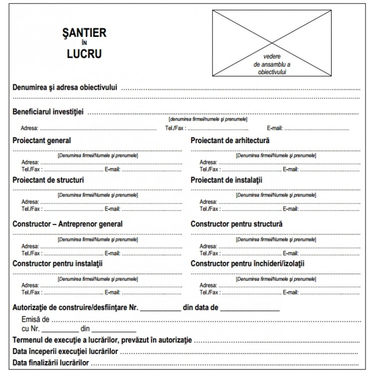 Panouri de identificare lucrare,